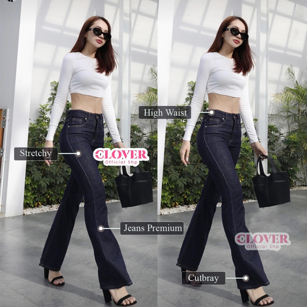 Jual CLOVER - Cutbray Jeans Highwaist Wanita 722-819 | Celana Jeans ...