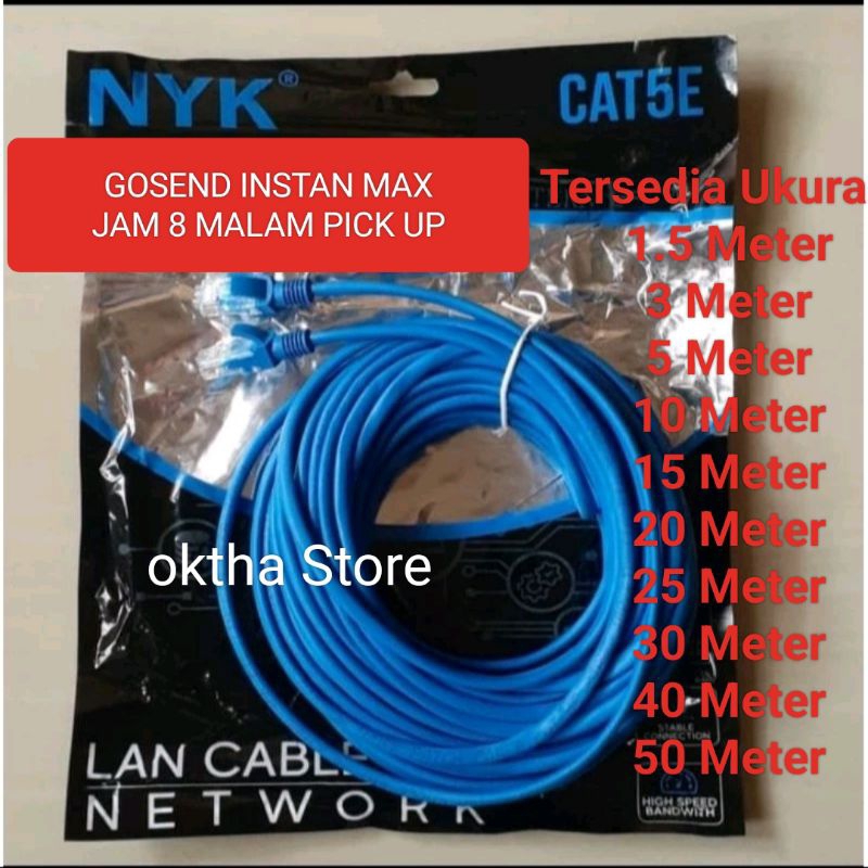 Jual NYK Kabel LAN UTP 15M RJ45 Cat 5e 15 Meter terpasang Cable konektor cat5e Pabrikan | Shopee ...