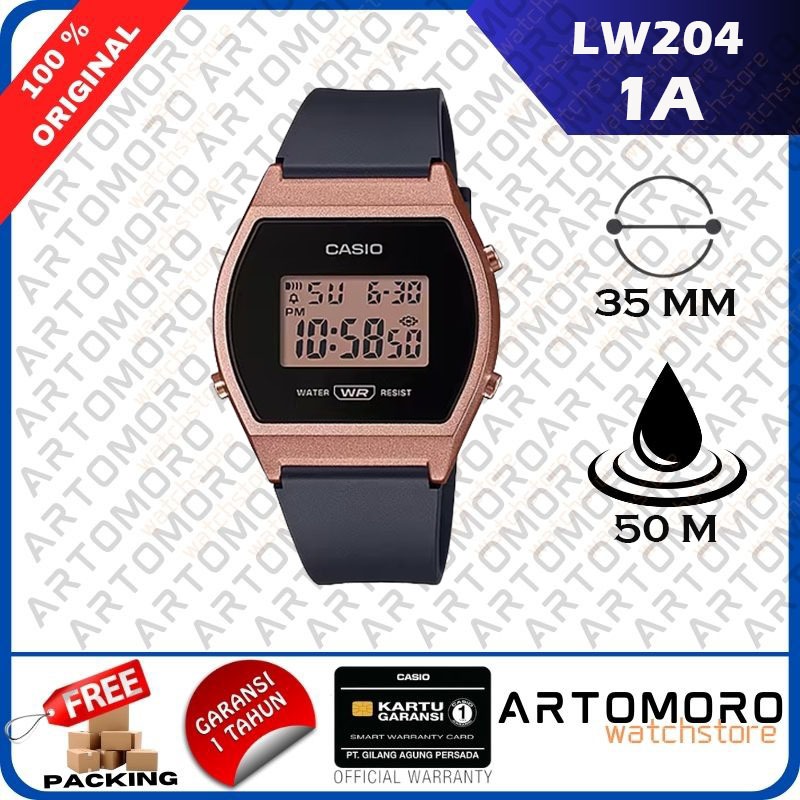 Jual Casio Original LW204-1A / LW-204 Jam Tangan Wanita Digital Youth Hitam Rose Gold | Shopee ...
