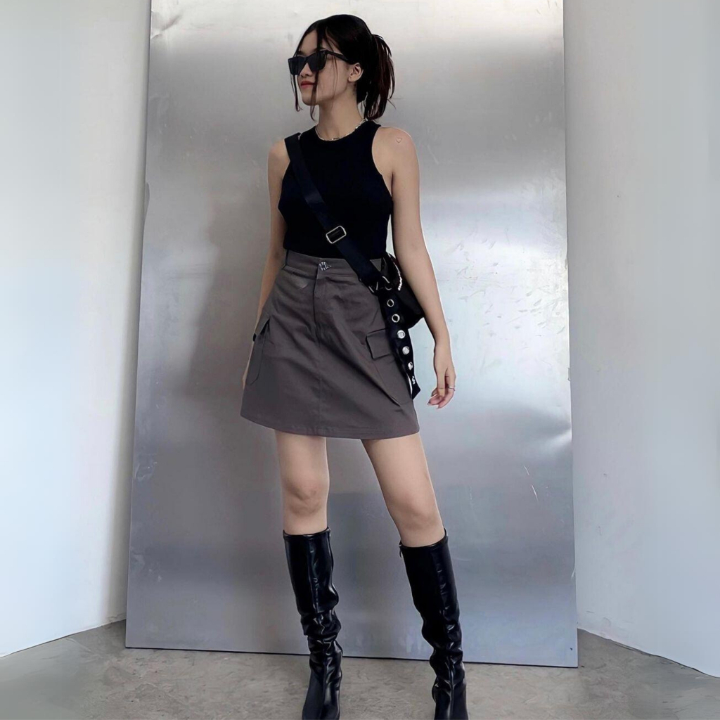 Jual Rok Cargo Mini Mizel / Skirt Cargo Highwaist / Rok Kargo Pendek A ...