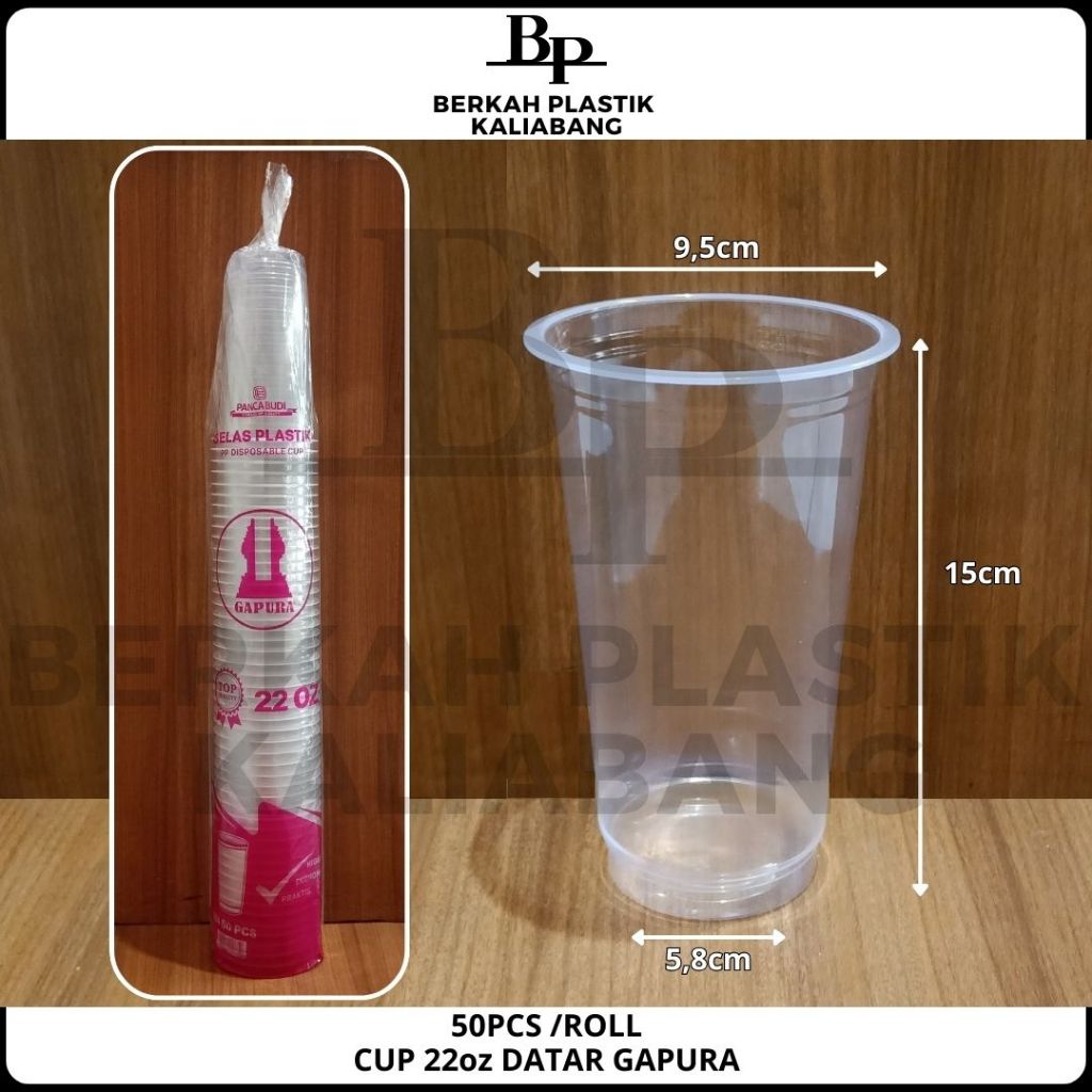 Jual (ISi 50pcs) Gelas Plastik Bening 22oz - Cup Plastik Pop Ice Jus Es ...
