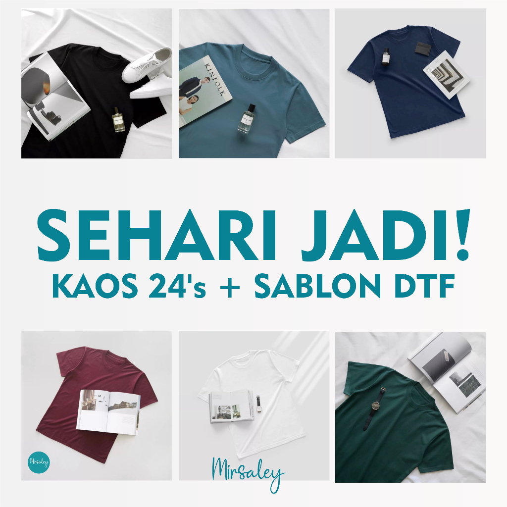 Jual Mirsaley - Kaos Custom Cotton Combed 24s Sablon DTF / Desain Bebas Mau Nama Bucin Tulisan ...