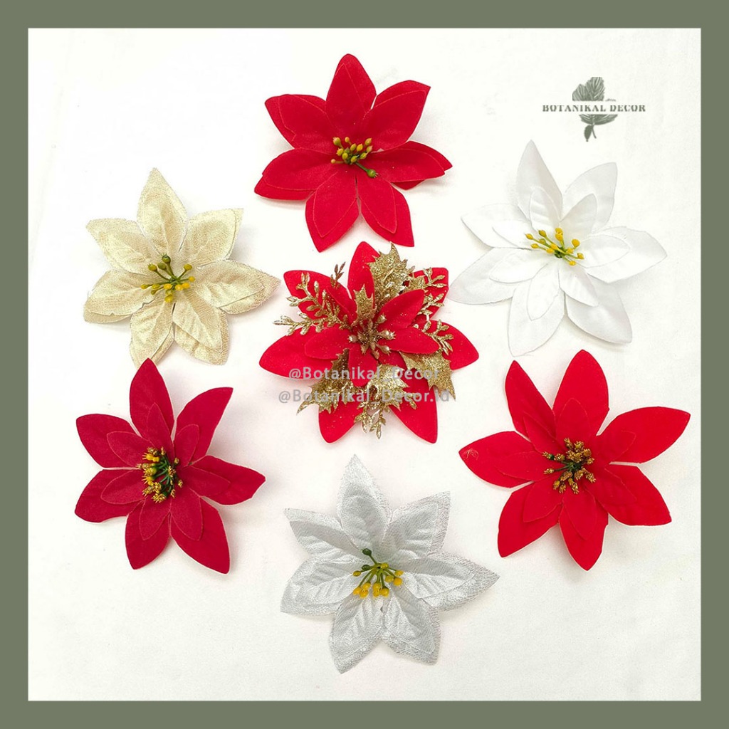 Jual Christmas Flower Ponsentia Bunga Natal Ornaments Xmas MERRY ...