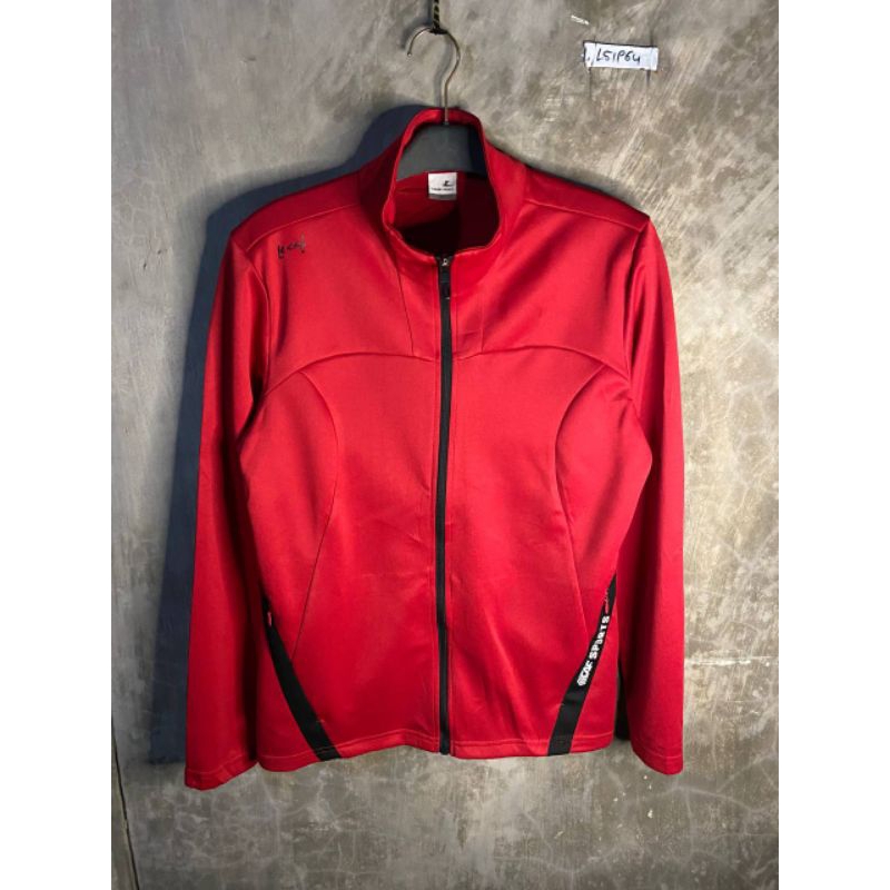 Jual JAKETT TRACKTOP BRAND LECAF SEPERTI BARU WARNA MERAH HITAM SIZE M ...