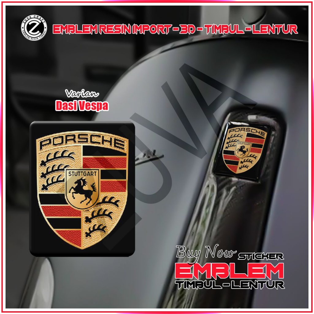 Jual STIKER EMBLEM VESPA LOGO PORSHCE EMBLEM TIMBUL STIKER VESPA DASI ...