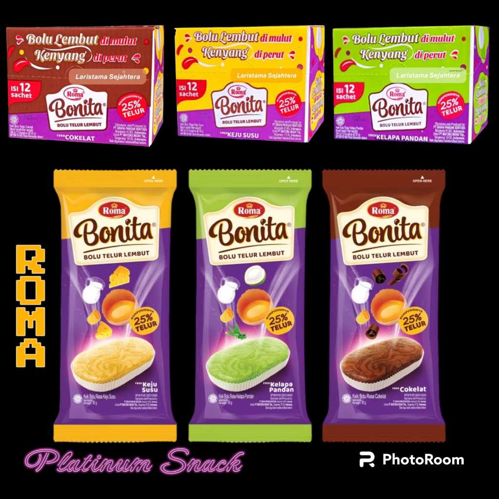 Jual Roma Bonita | Bolu Telur Lembut | Isi 12 Sachet | Mayora | Shopee ...
