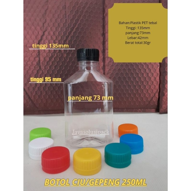 Jual Botol gepeng 250ml/botol ciu 250ml/botol plastik 250ml | Shopee ...