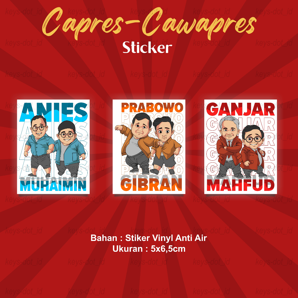 Jual STICKER STIKER CAPRES 2024, STIKER PRABOWO, STIKER ANIS, STIKER ...