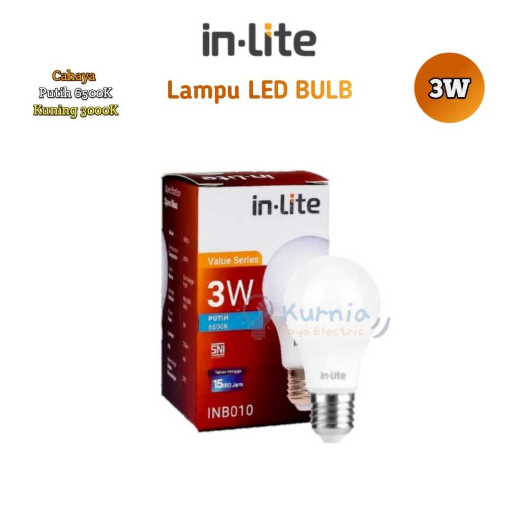 Jual Lampu Led Bulb In-Lite INB010 3W Putih Cool Daylight In-Lite E27 ...