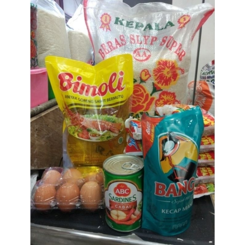 Jual Paket Sembako Beras Minyak Telur Kecap Sarden Indomie | Shopee ...