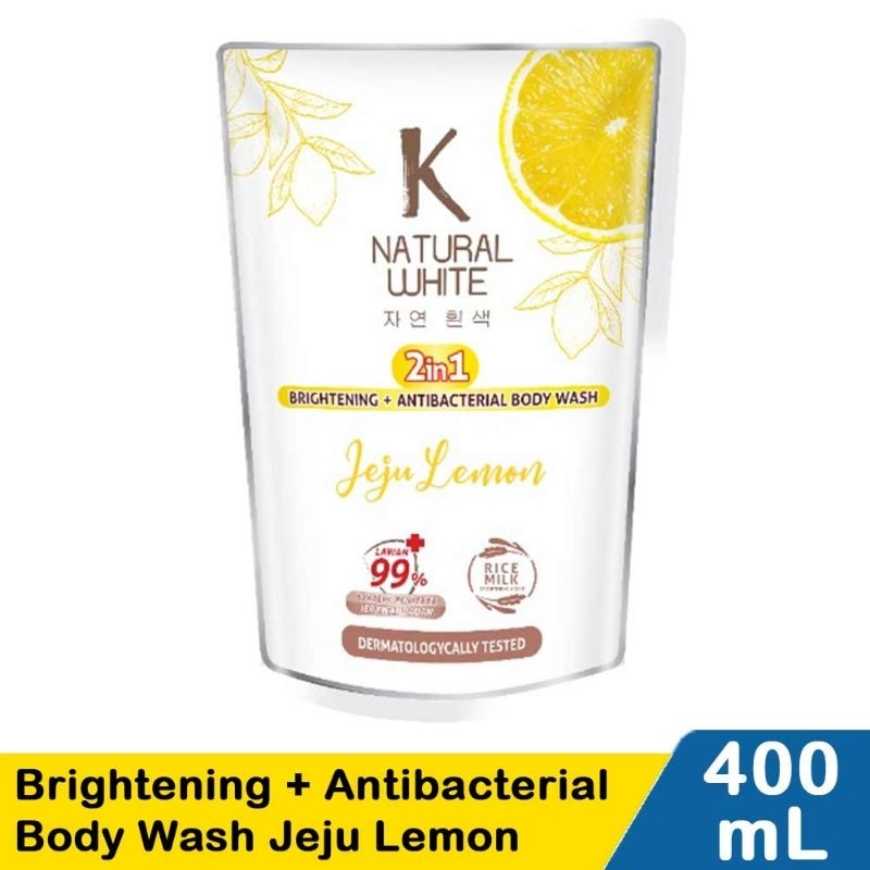 Jual K Natural White Brightening + Antibacterial Body Wash Jeju Lemon 400mL | Shopee Indonesia