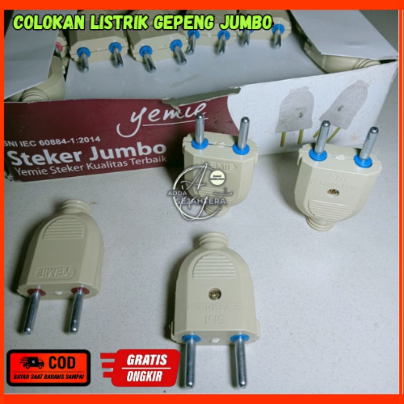 Jual Steker Jumbo Gepeng / Colokan Listrik Gepeng Jumbo (SNI) | Shopee ...