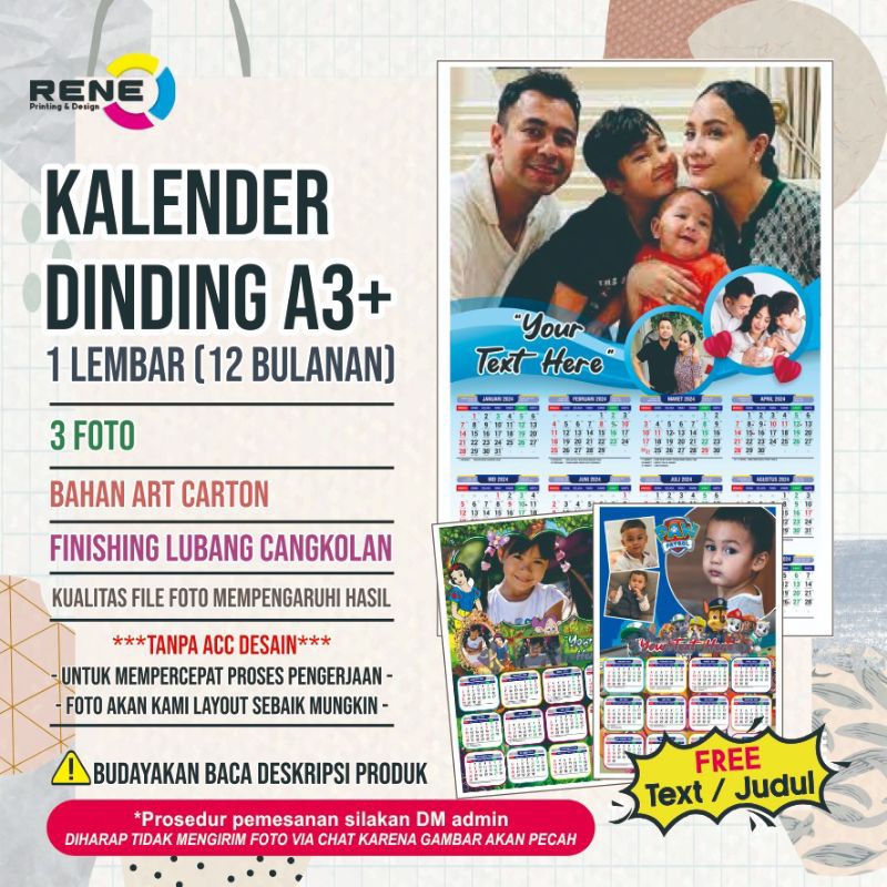 Jual Kalender Poster 2024 Custom Foto | Shopee Indonesia