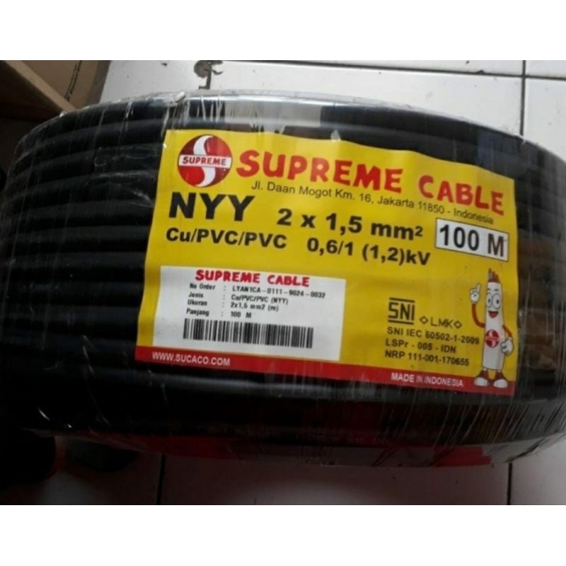 Jual Kabel NYY 2x1.5 mm Hitam 2 x 1.5 mm2 0.6/1 KV (1.2KV) Kabel Tunggal Hitam Supreme | Shopee ...