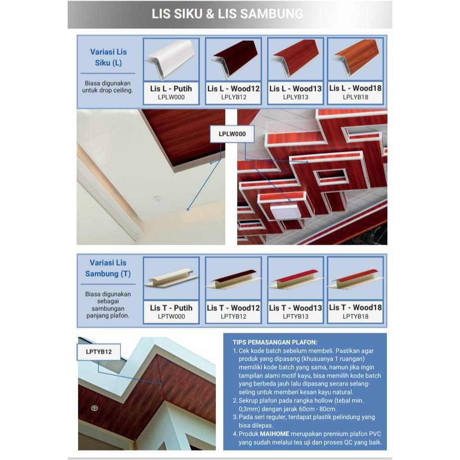 Jual LIST SIKU PLAFON MOTIF PVC MAIHOME BERBAGAI MODEL DAN WARNA ...