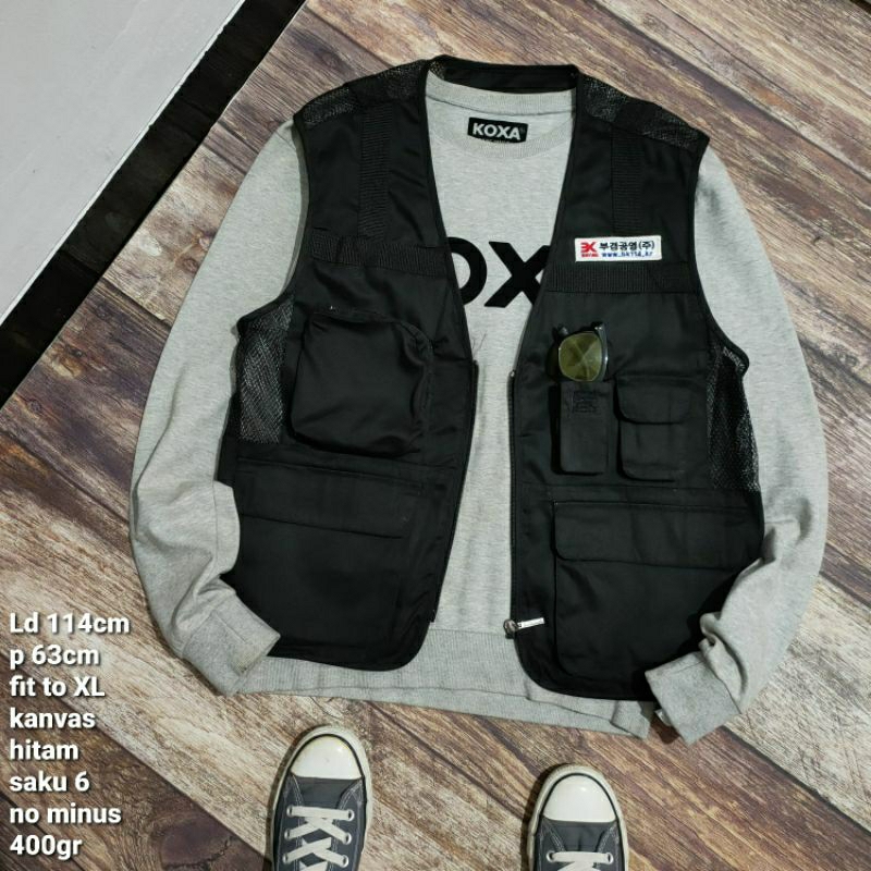 Jual VS5 vest rompi tactical fishing Mark size XL kanvas jaring hitam ...