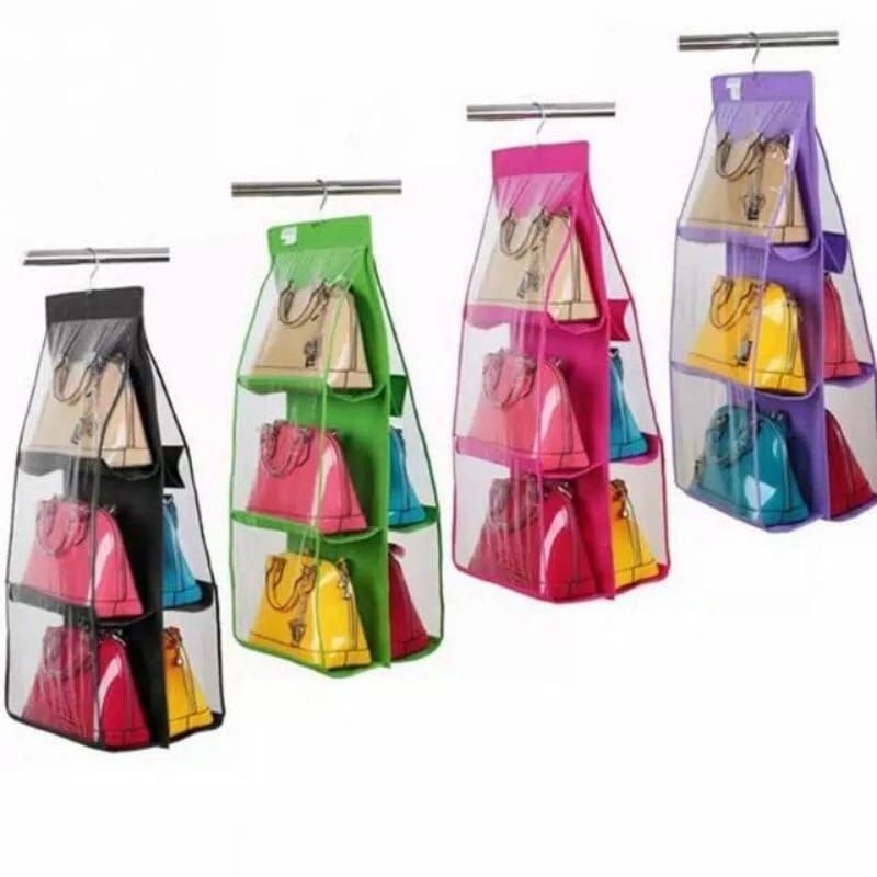 Jual hanging bak rak 6 sekat tempat tas rak gantungan tas rak tas ...