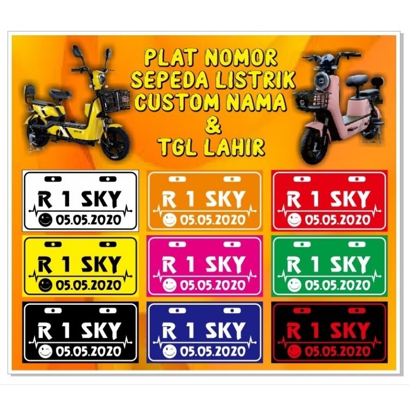 Jual plat sepeda listrik bisa costum nama anak tgl bulan dan tahun ...