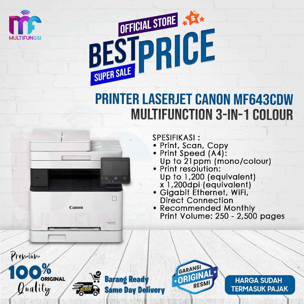 Jual Printer Canon MF-643CDW / MF643CDW / 643CDW Laserjet Multifunction 3-in-1 Colour | Shopee ...