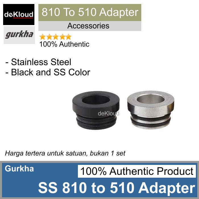 Jual Authentic 810 to 510 Drip Tip Adapter | Stainless Steel | adaptor ...
