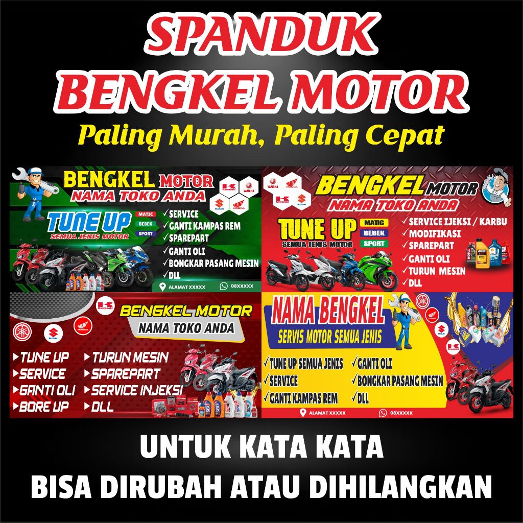 Jual Spanduk Bengkel / Banner Bengkel Motor / Baliho Bengkel / Banner ...