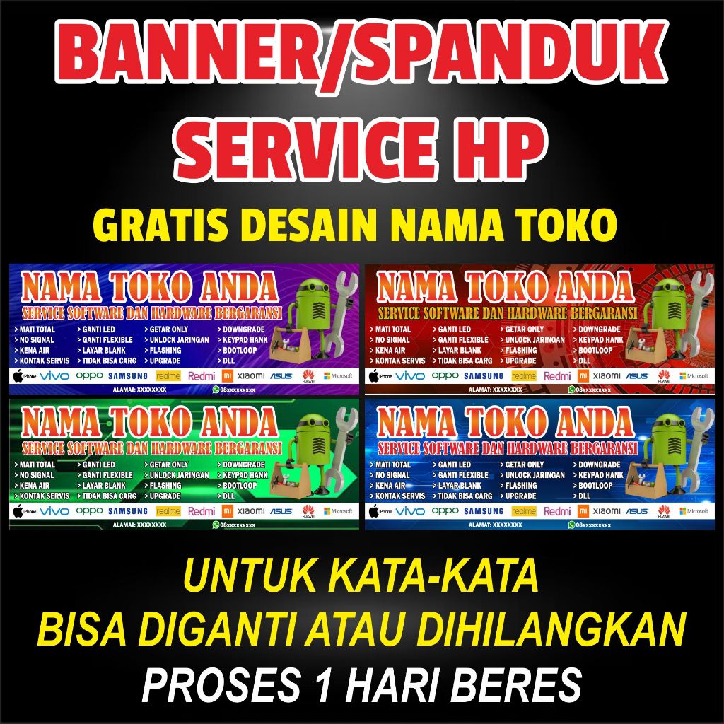 Jual SPANDUK / BANNER SERVICE /SERVIS HP (free design) | Shopee Indonesia