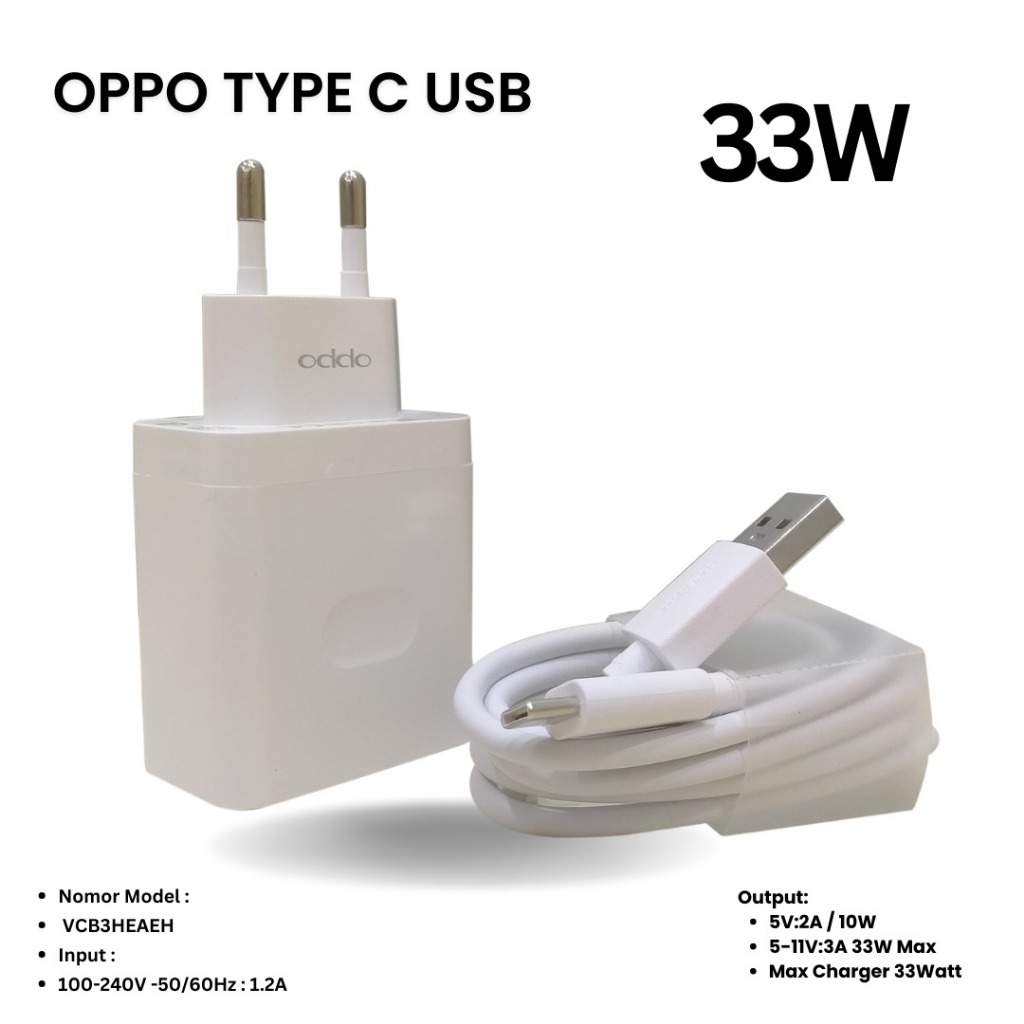 Jual Ready Stok Charger Oppo 33W Charger Realme 33W Super Vooc Type C ...