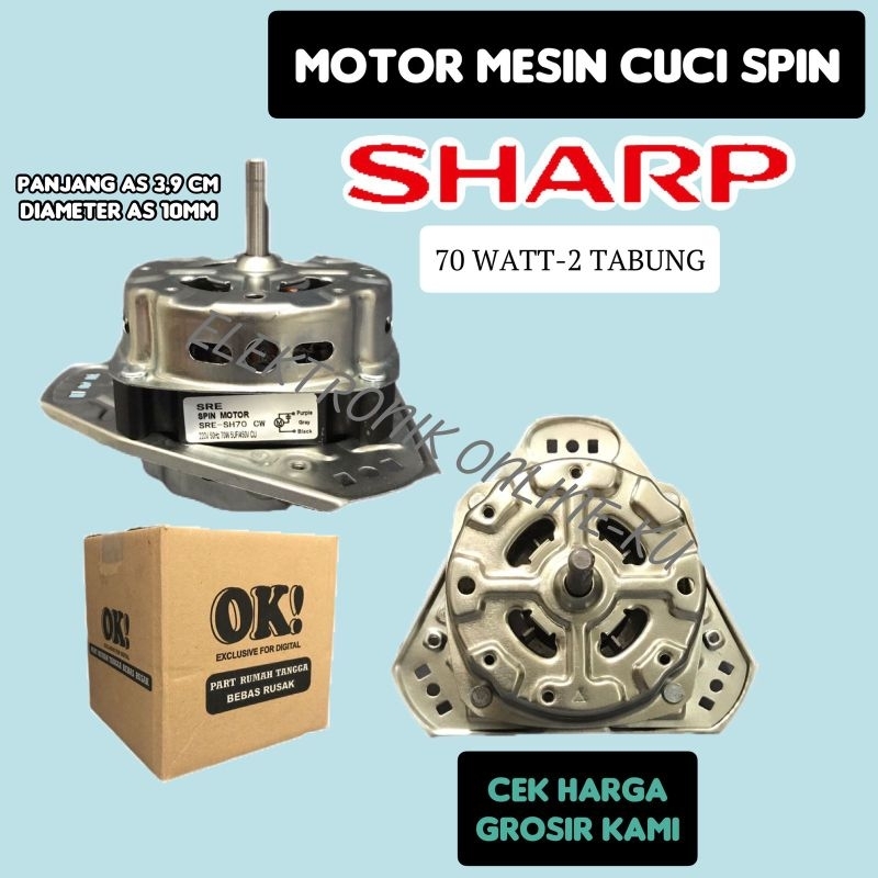 Jual DINAMO MOTOR MESIN CUCI SPIN 70WATT SHARP TEMBAGA 10MM | Shopee Indonesia
