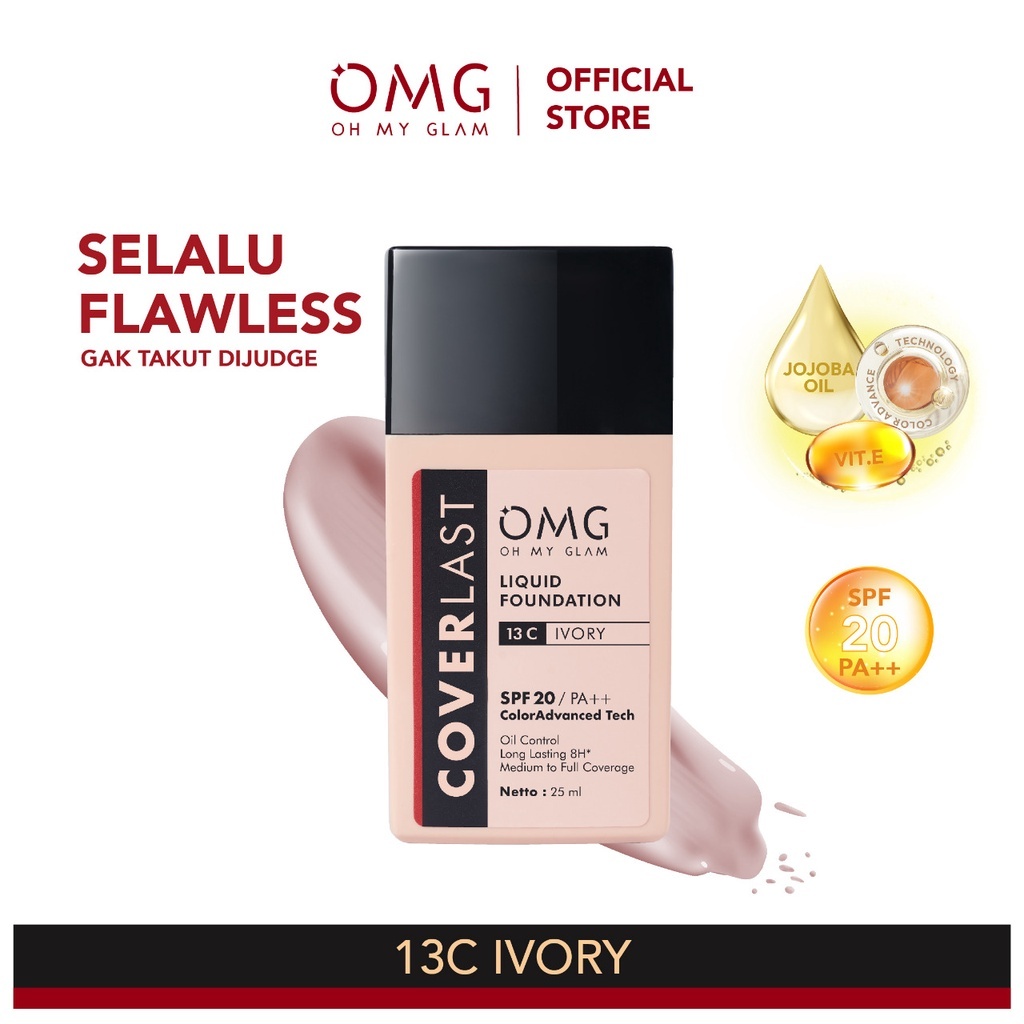 Jual OMG Oh My Glam Coverlast Liquid Foundation SPF 20 PA++ | Alas Bedak | Shopee Indonesia