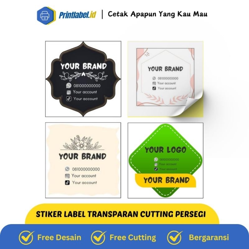 Jual Stiker Produk Nama Toko Transparan dan Anti Air Cutting Persegi ...