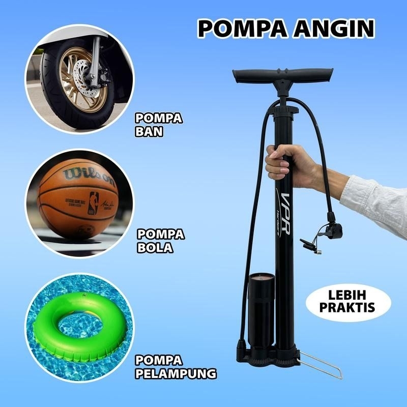Jual [Pplus] Pompa Angin Sepeda Motor dan Mobil Tabung Meter High ...