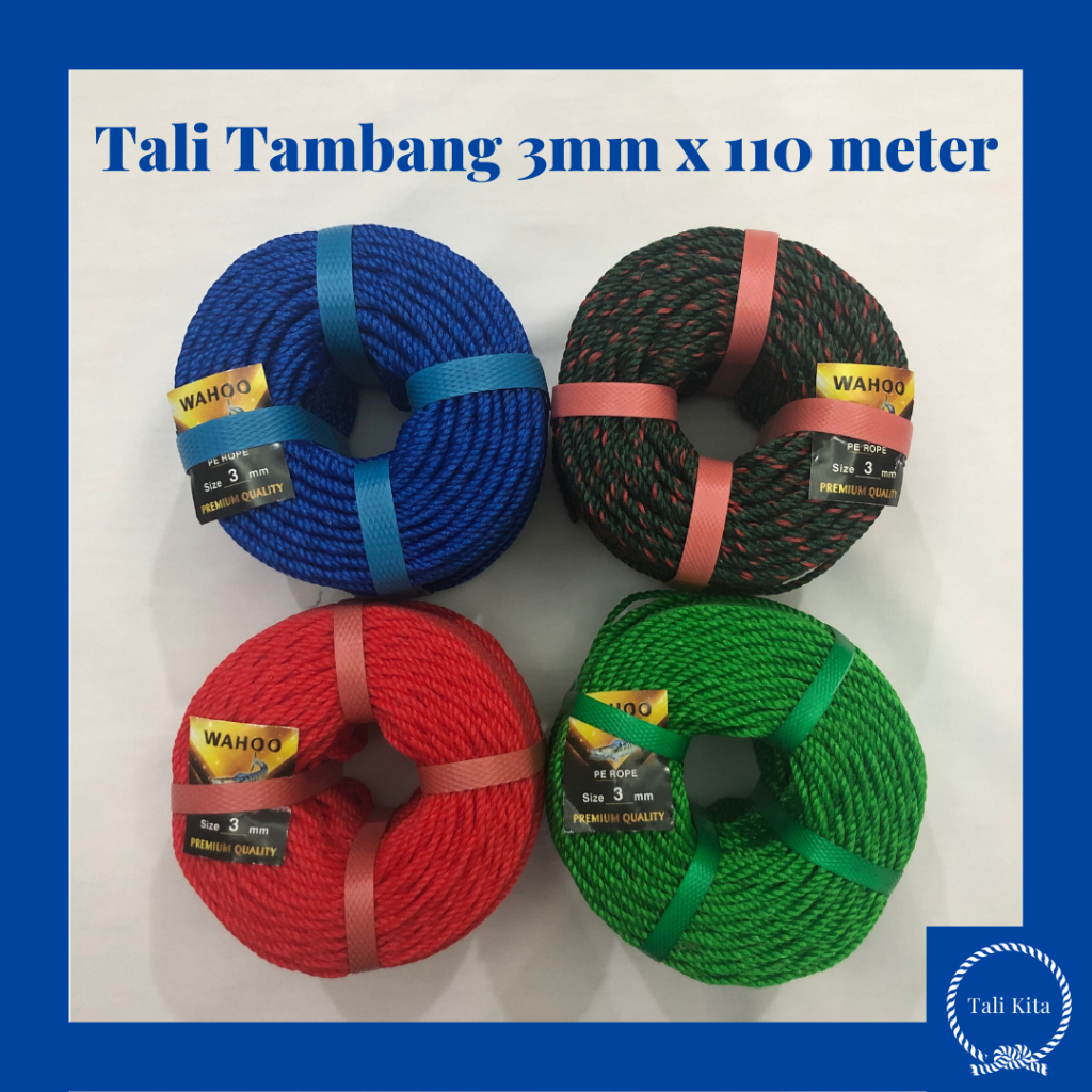 Jual Tali Tambang Plastik PE 3 mm Roll 0.6kg Panjang +/- 110 meter | Shopee Indonesia