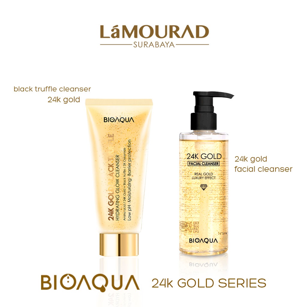 Jual BIOAQUA Face Wash 24K Gold Facial Cleanser 200ml | 24K Gold Black ...