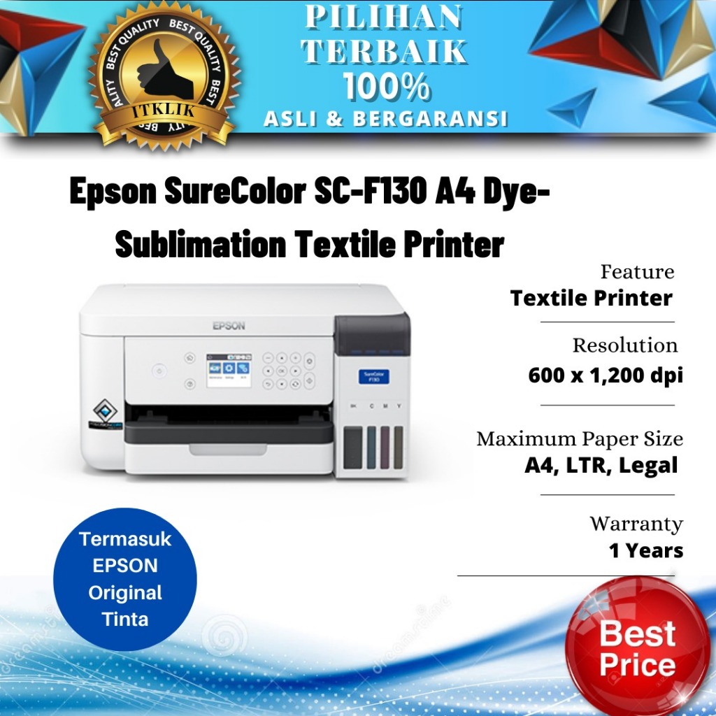 Jual Printer Epson SC-F130 SureColor A4 Dye Sublimation Textile SUBLIM ...