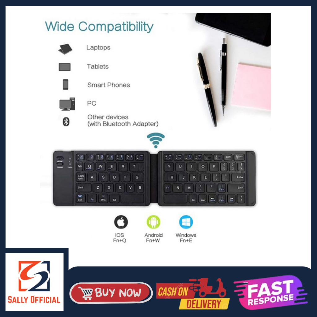 Jual Keyboard Foldable Universal Portable Folding Bluetooth 3.0 ...