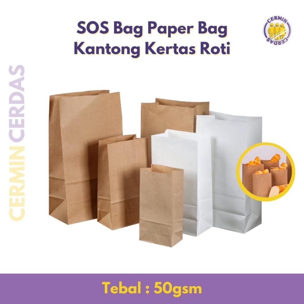 Jual SOS Bag Paper Bag Kantong Kertas Roti 50gr Makanan Souvenir Eco ...