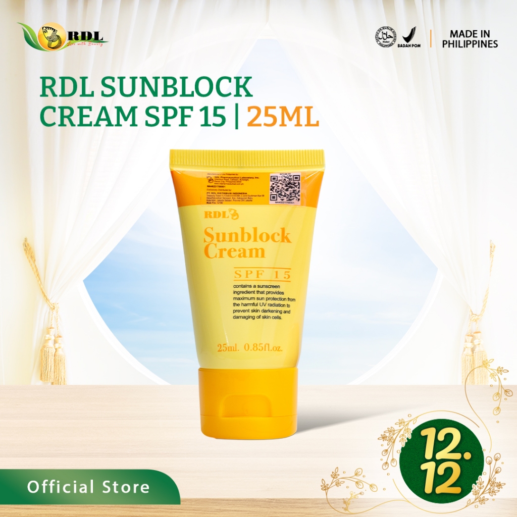 Jual RDL Sunblock Cream SPF 15 UVA UVB Protection Sunscreen Tabir Surya ...