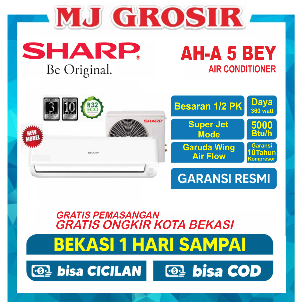 Jual AC SHARP AH-A 05 BEY 0.5 PK 1/2 PK + PASANG R32 LOW WATT CPY | Shopee Indonesia