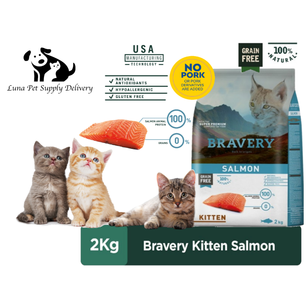 Jual Bravery Cat Kitten Salmon 2 kg Freshpack Makanan Anak Kucing Sehat ...