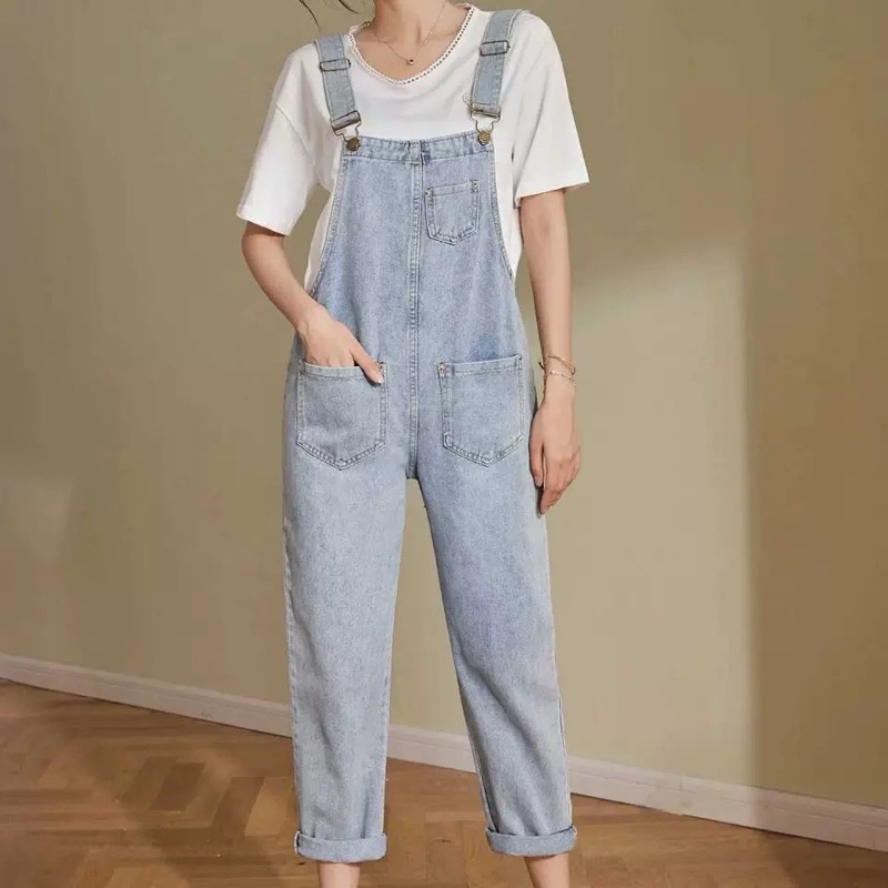 Jual [Beevalue] Jumpsuit Jeans Denim Overall Panjang Wanita Premium ...