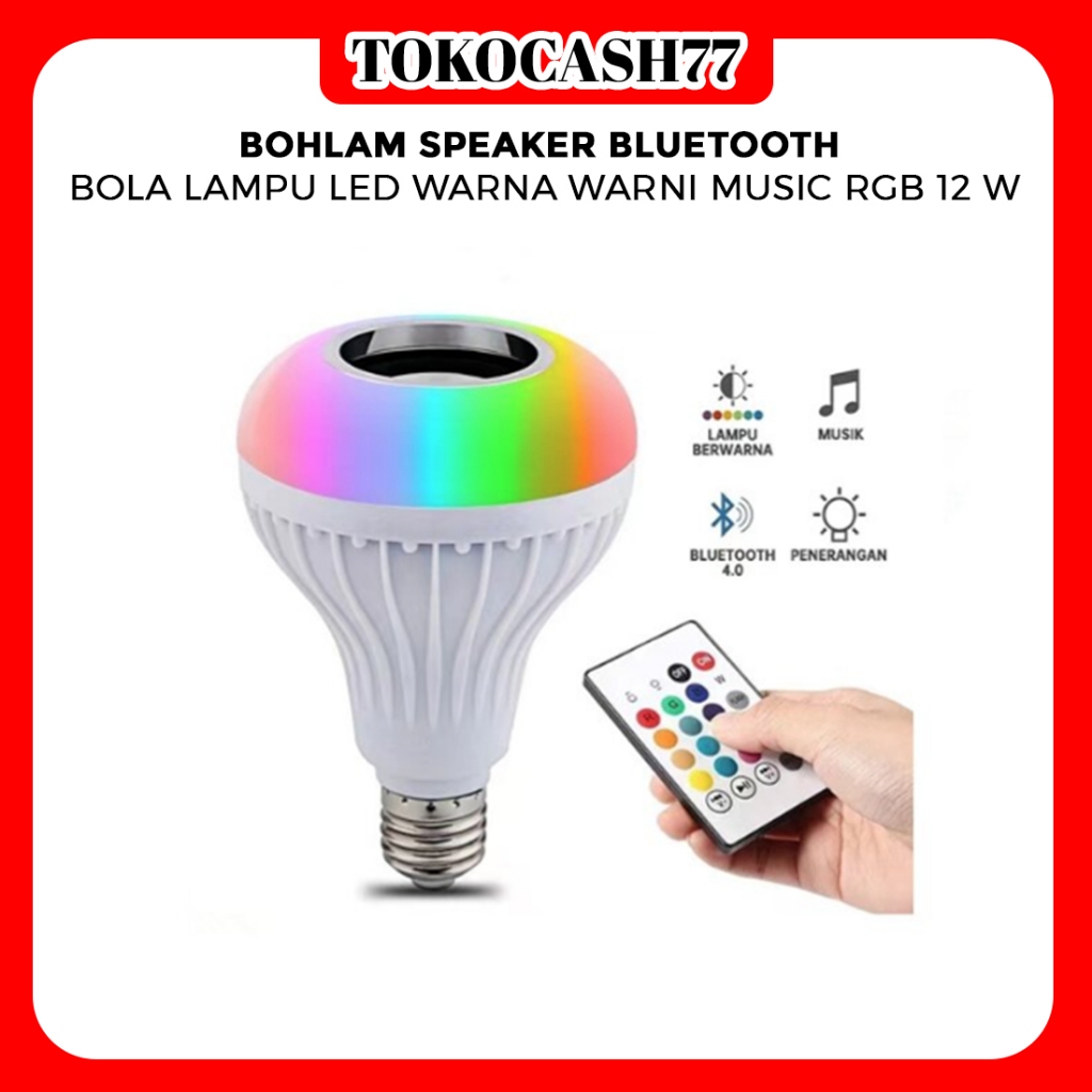 Jual BOHLAM SPEAKER BLUETOOTH / BOLA LAMPU LED WARNA WARNI MUSIC RGB 12 ...