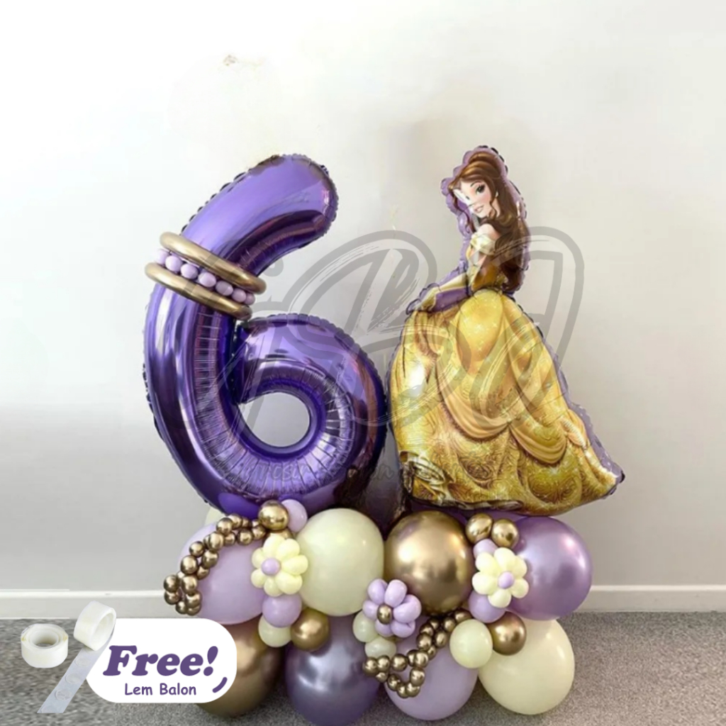 Jual [PAKET PREMIUM] JUMBO Ungu Dekorasi Ulang Tahun Tema Belle Ungu ...