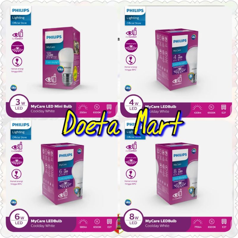Jual Lampu led Philips My Care 3 4 6 8 watt bergaransi resmi | Shopee ...
