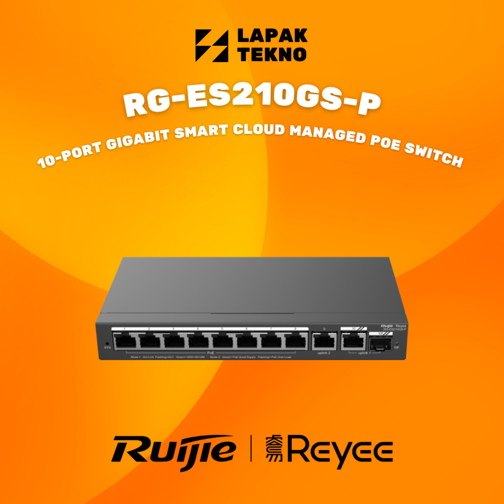 Jual RG-ES210GS-P RUIJIE REYEE 10 PORT GIGABIT CLOUD MANAGED POE SWITCH ...