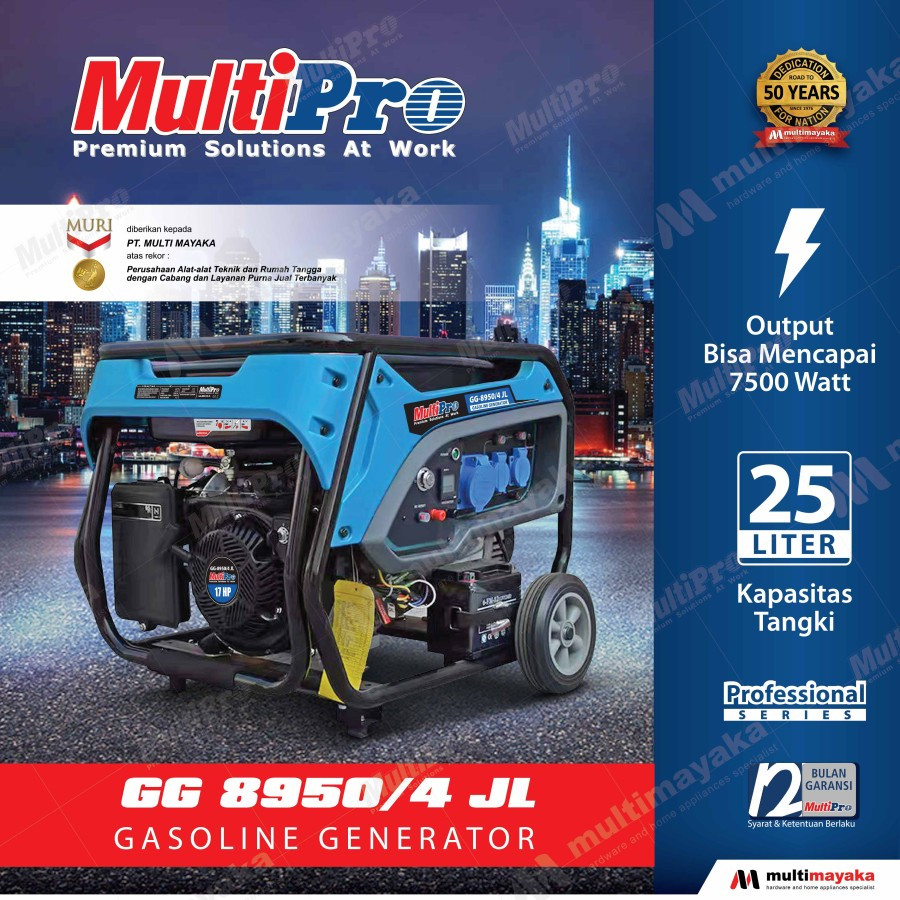 Jual Mesin Genset/Gasoline Generator Merk MultiPro GG-8950/4 JL (Max Output 7500W) | Shopee ...