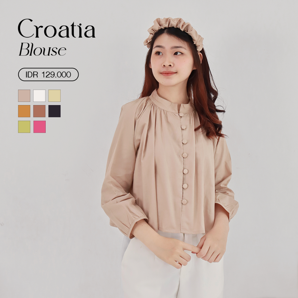 Jual MSMO Croatia Blouse Crop Button Top / Blouse Wanita / Atasan ...