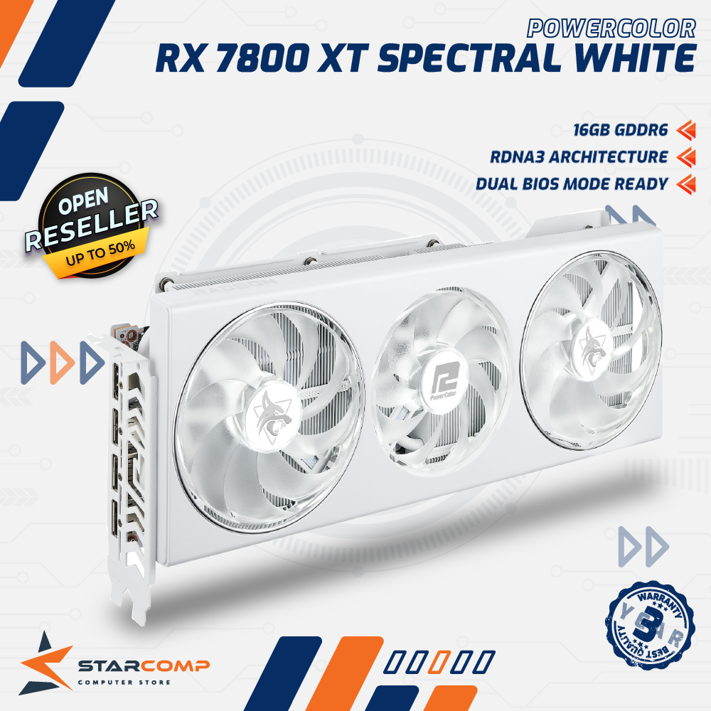 Jual PowerColor Radeon RX 7800 XT Hellhound Spectral White 16GB GDDR6 ...