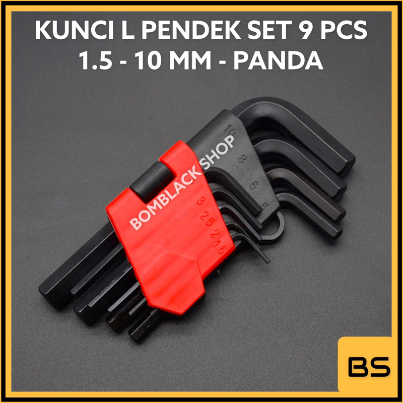 Jual Kunci L Pendek Hexagonal Hitam PANDA Short 9 Pcs Hex Key Wrench ...