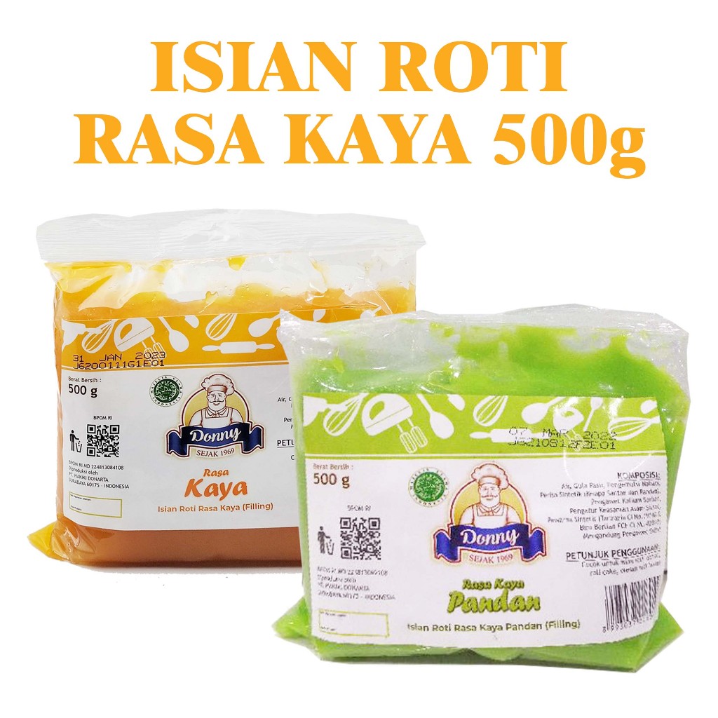 Jual Donny Isian roti rasa kaya 500g / isian roti rasa kaya pandan ...
