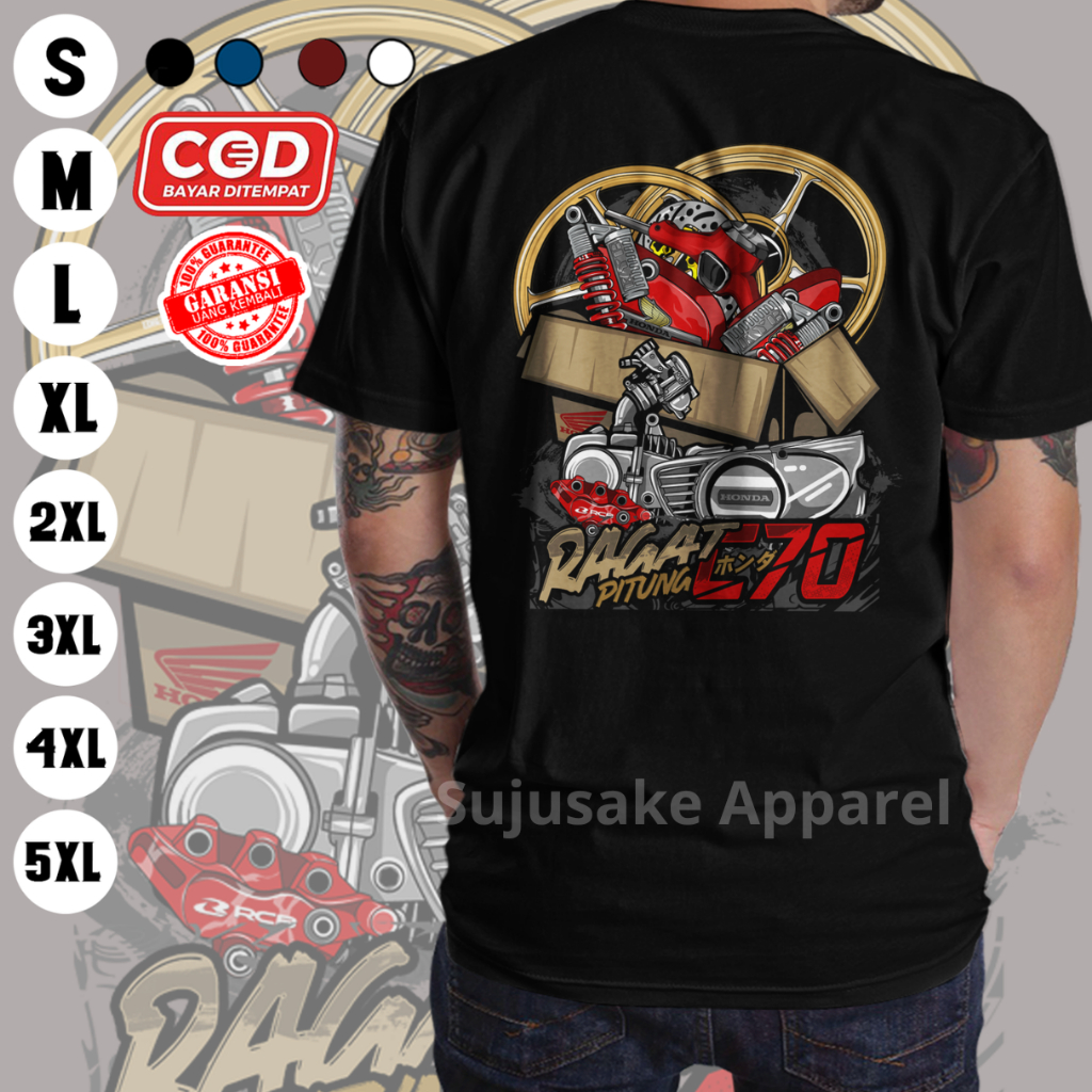 Jual Baju Kaos Motor Honda Ragat C70 C Series Classic Pitung Gank Herex Distro Original Sujusake ...